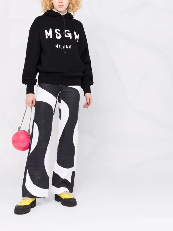MSGM Logo-print Cotton Hoodie - Black