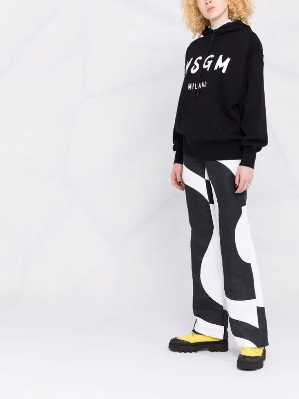 MSGM Logo-print Cotton Hoodie - Black