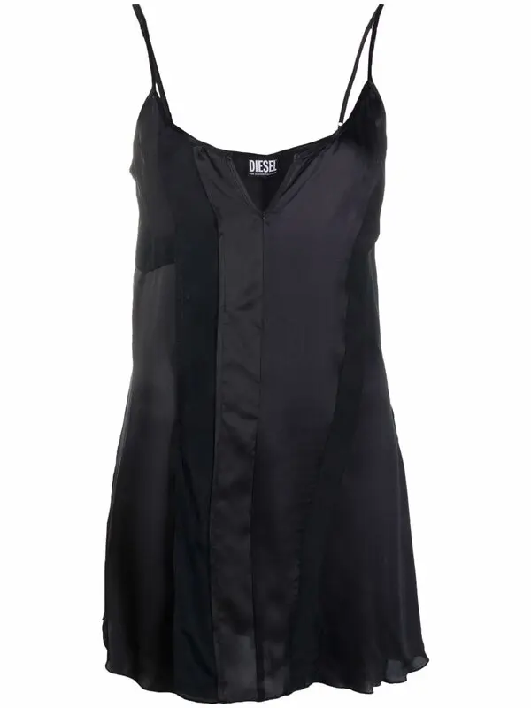 DIESEL® Panelled Satin Slip Dress - Black