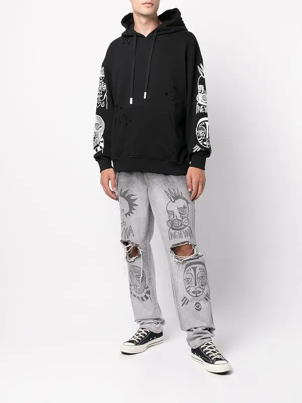 HACULLA. Graphic-print Distressed Hoodie