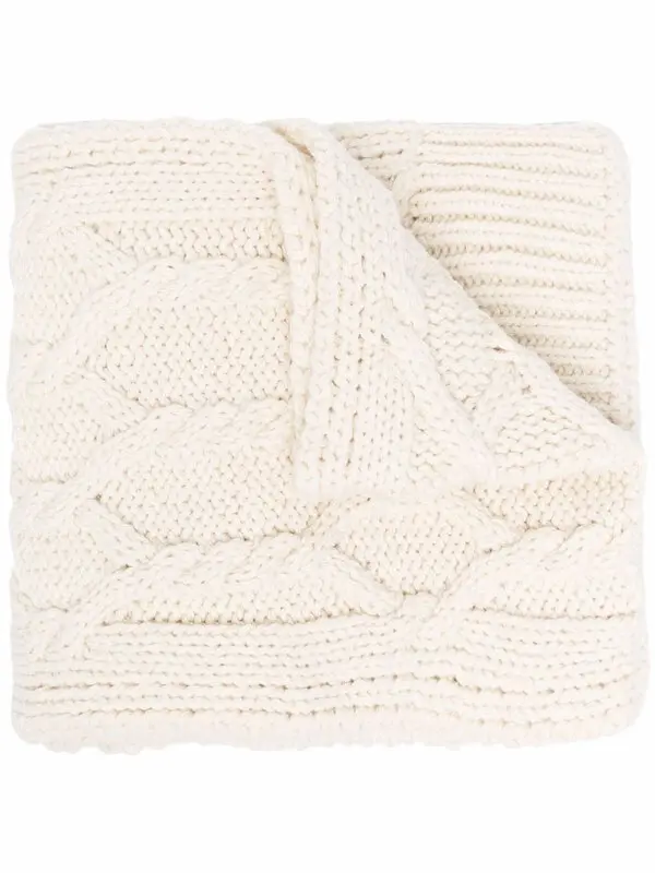 JIL SANDER Cable-knit Wool Scarf - White