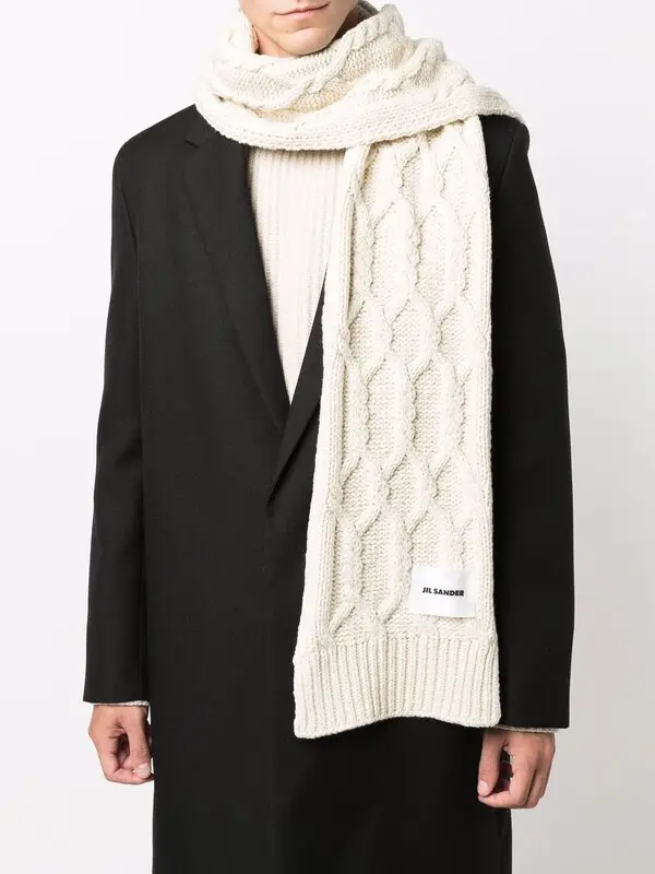 JIL SANDER Cable-knit Wool Scarf