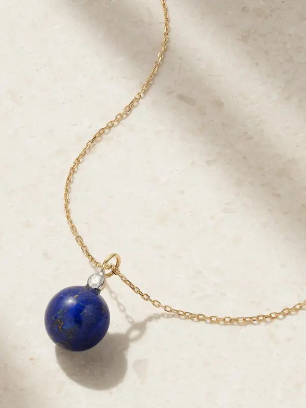 Mateo 14-karat Lapis Lazuli And Diamond Necklace - Blue