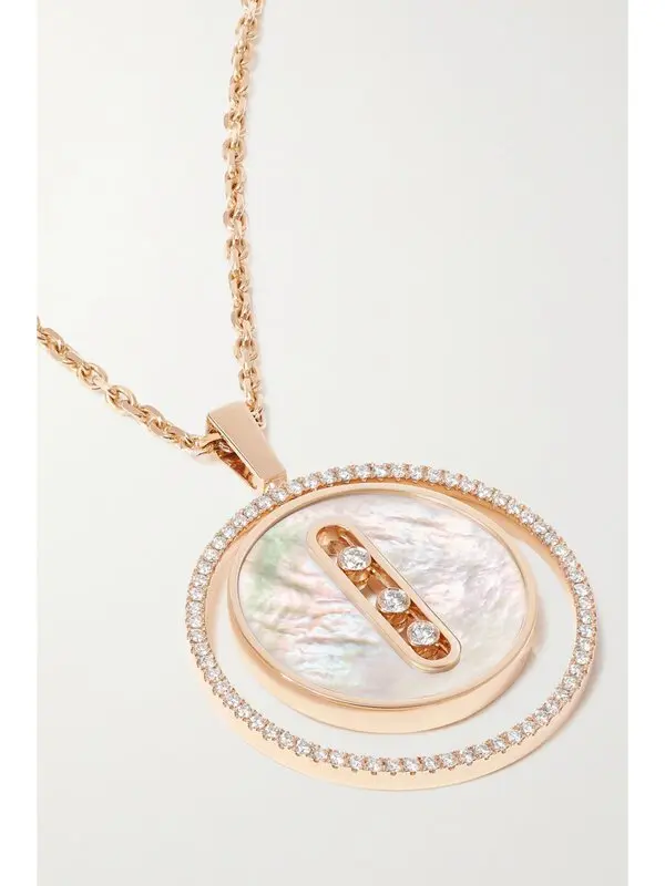 Messika Lucky Move Mother-of-pearl And Diamond Necklace - Gold