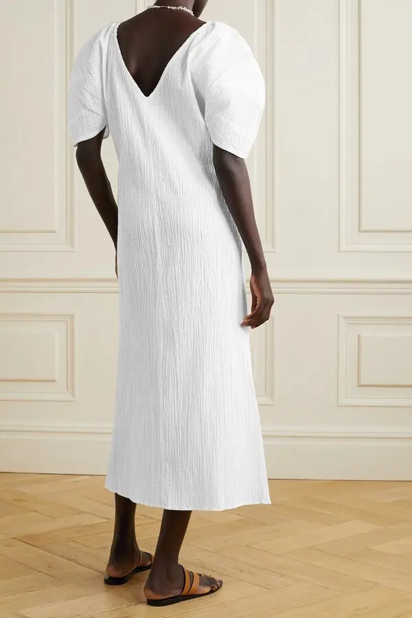 Mara Hoffman Gracen Stretch Organic Cotton-seersucker Midi Dress