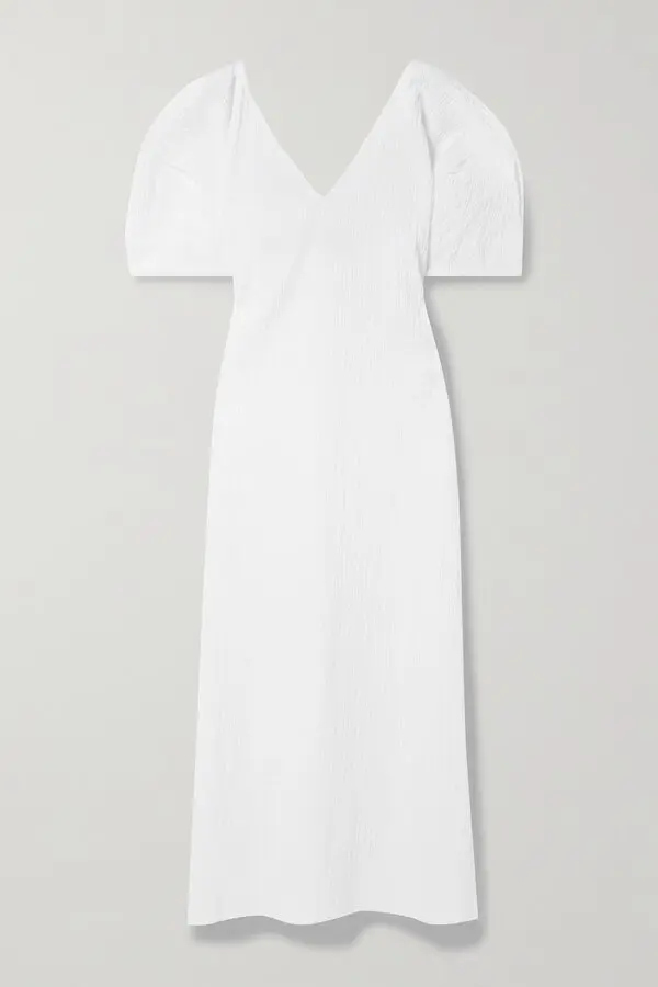 Mara Hoffman Gracen Stretch Organic Cotton-seersucker Midi Dress
