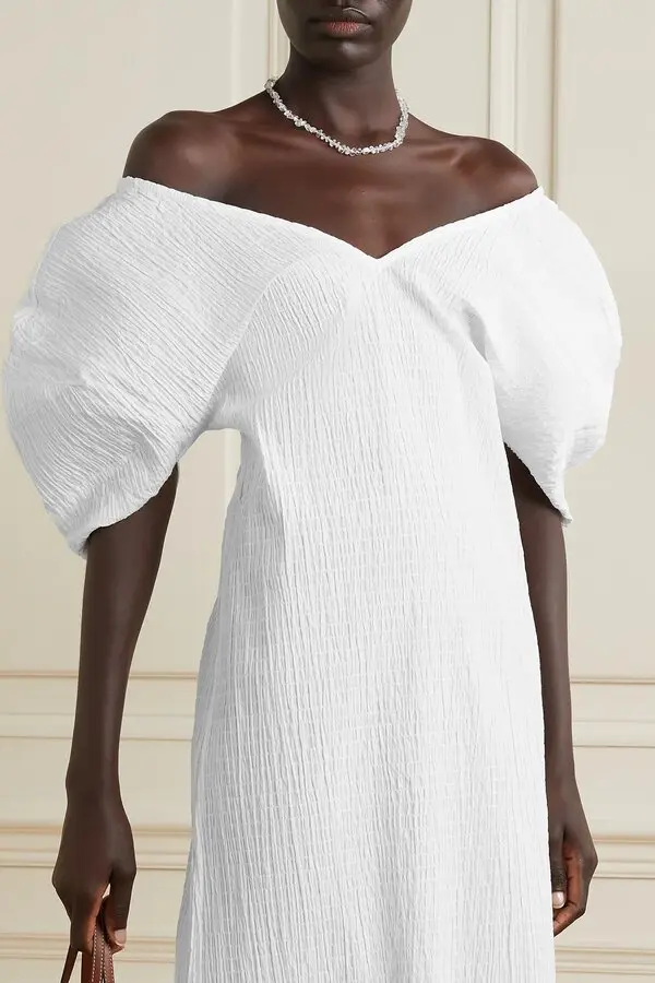 Mara Hoffman Gracen Stretch Organic Cotton-seersucker Midi Dress
