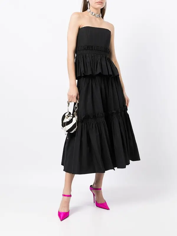 Alex Perry Ruffled Silk Midi Skirt