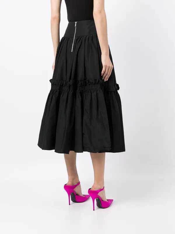 Alex Perry Ruffled Silk Midi Skirt