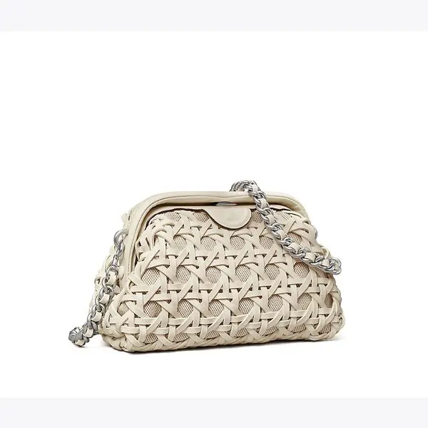 Tory Burch Fleming Soft Small Basket-weave Frame Crossbody