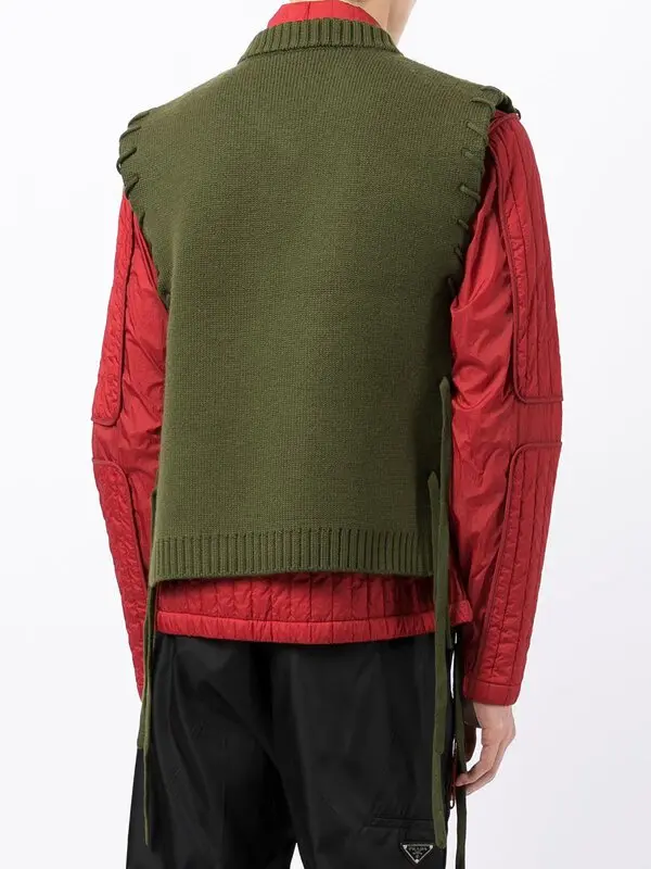 Craig Green Craig Laced V-Neck Vest - Green | Editorialist