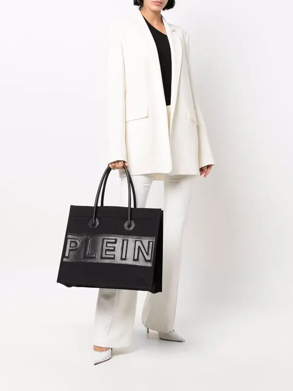Philipp Plein Logo-embossed Leather Tote Bag
