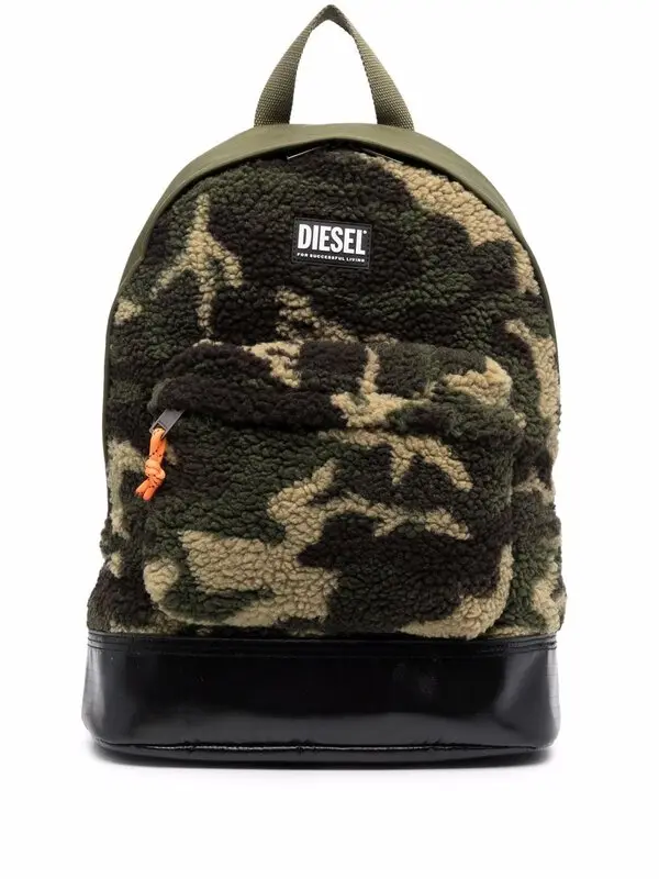 DIESEL® Faux-shearling Camouflage Backpack - Green