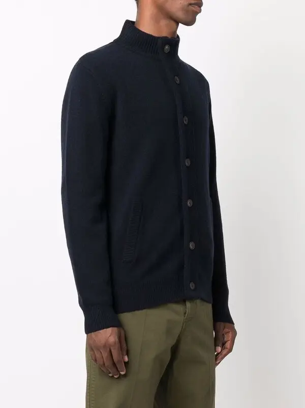 Barbour High-neck Wool Cardigan - Blue