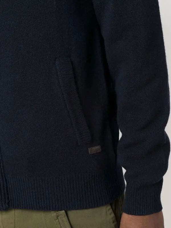Barbour High-neck Wool Cardigan - Blue