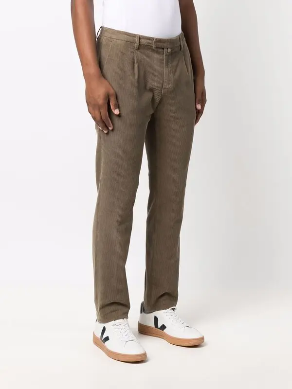 BRIGLIA 1949 Beige Cotton Blend Corduroy Trousers - Green