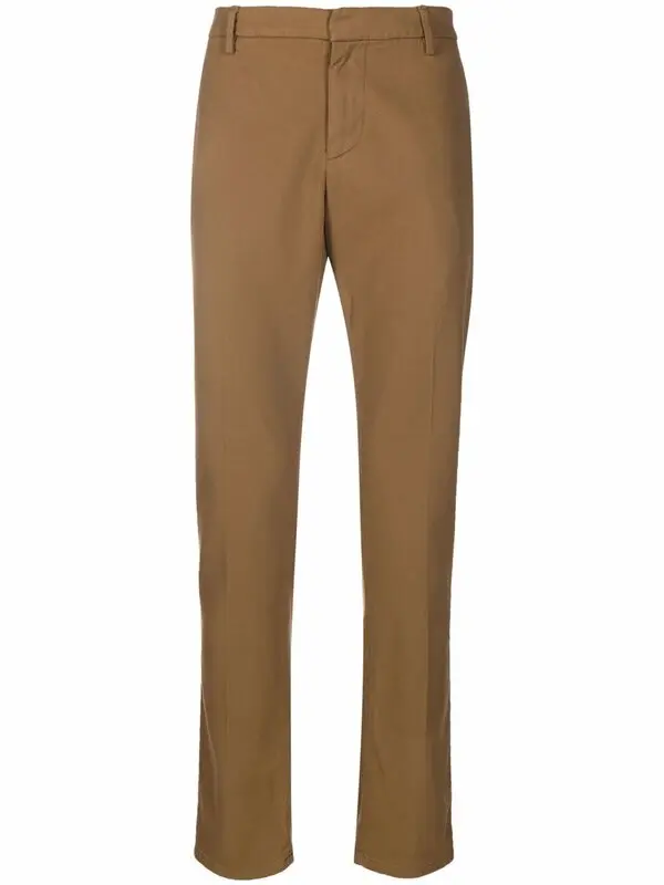 DONDUP Cropped Tapered Chino Trousers - Brown