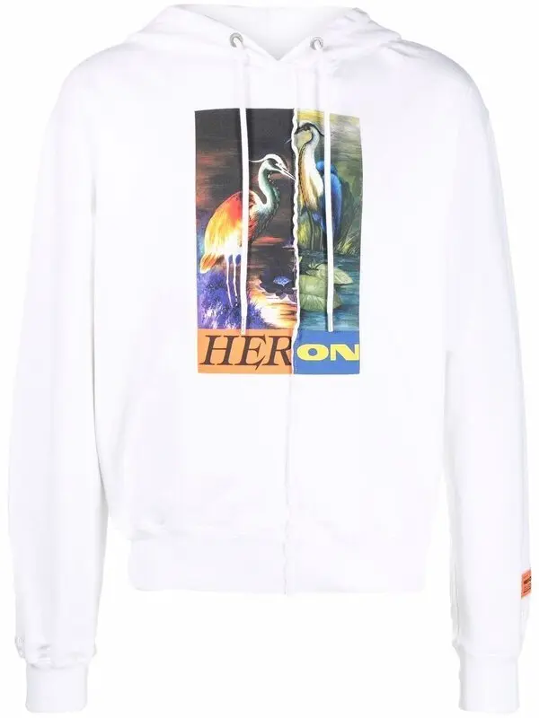 Heron Preston Graphic Print Cotton Hoodie - White