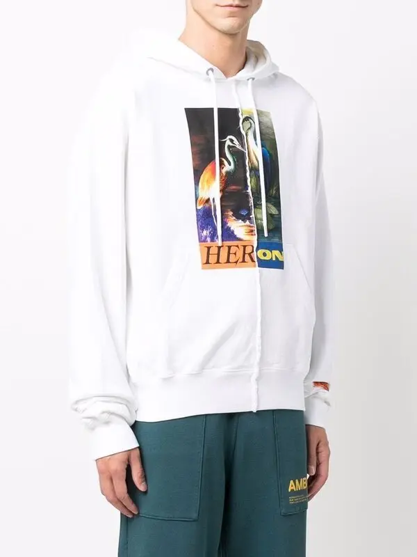Heron Preston Graphic Print Cotton Hoodie - White