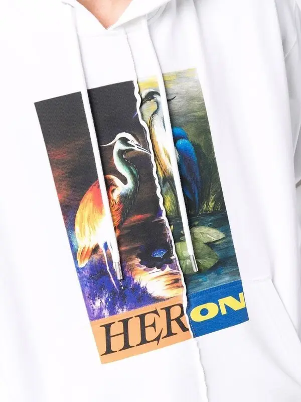 Heron Preston Graphic Print Cotton Hoodie - White