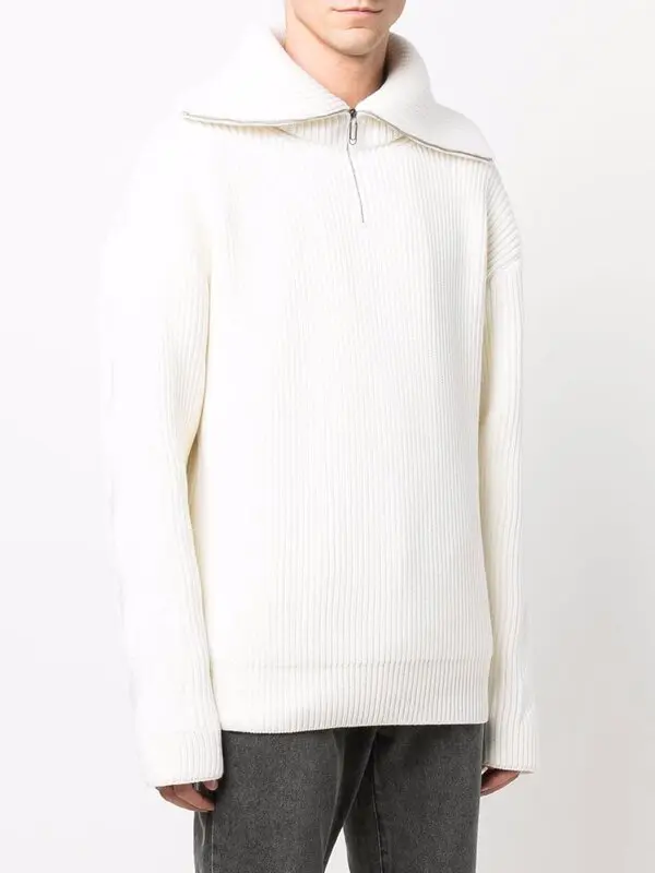 Off-White Zipped Rib Knitted Jumper