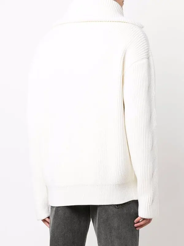 Off-White Zipped Rib Knitted Jumper