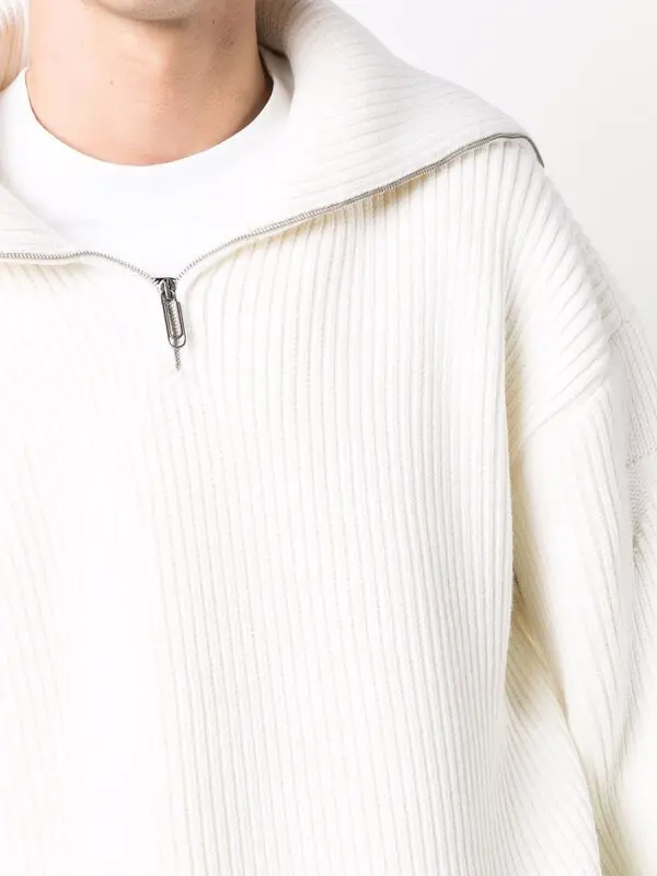 Off-White Zipped Rib Knitted Jumper
