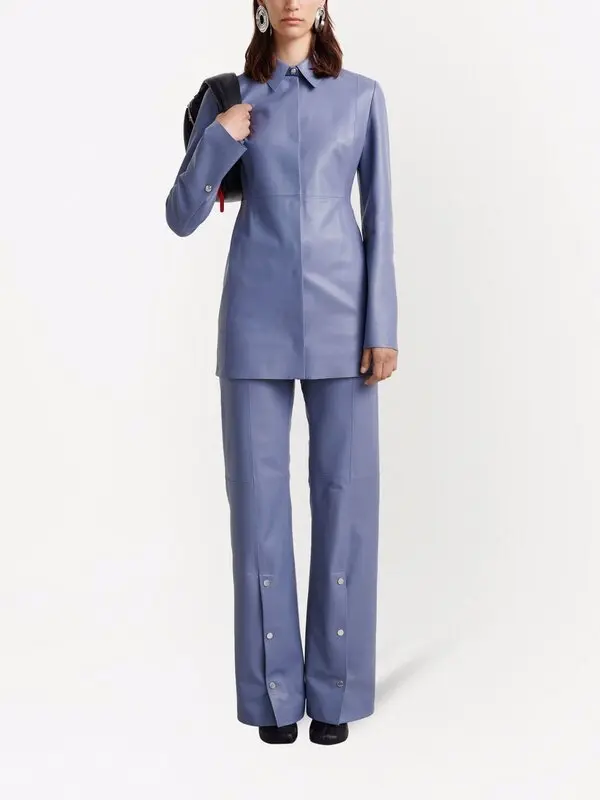Off-White Collared Leather Shirt