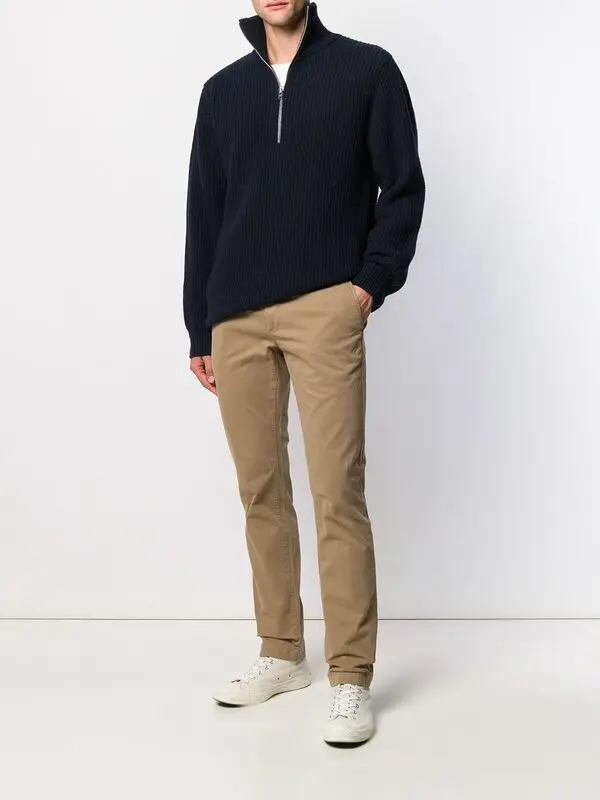 Closed Ribbed Wool Half-zip Sweater