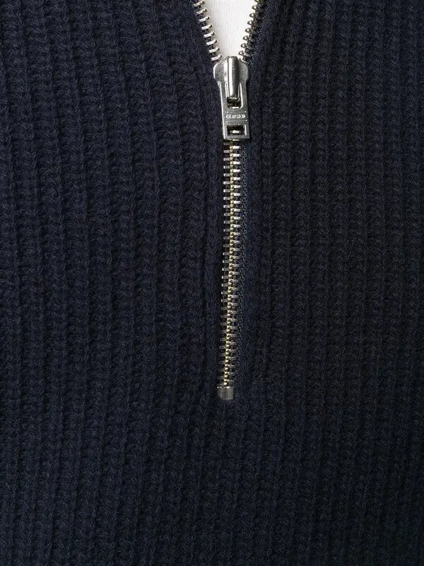 Closed Ribbed Wool Half-zip Sweater
