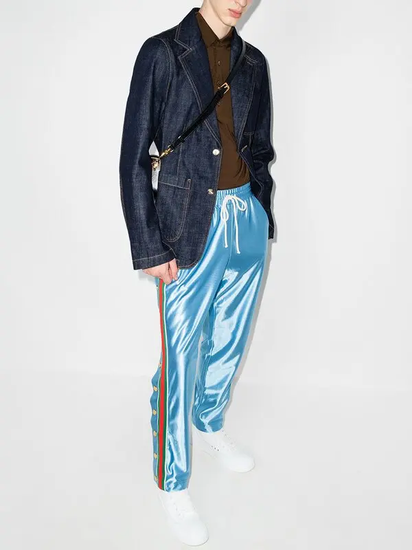 Gucci Web Stripe Shiny Jersey Track Pants