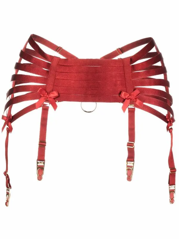 BORDELLE Webbed Suspender Belt - Red