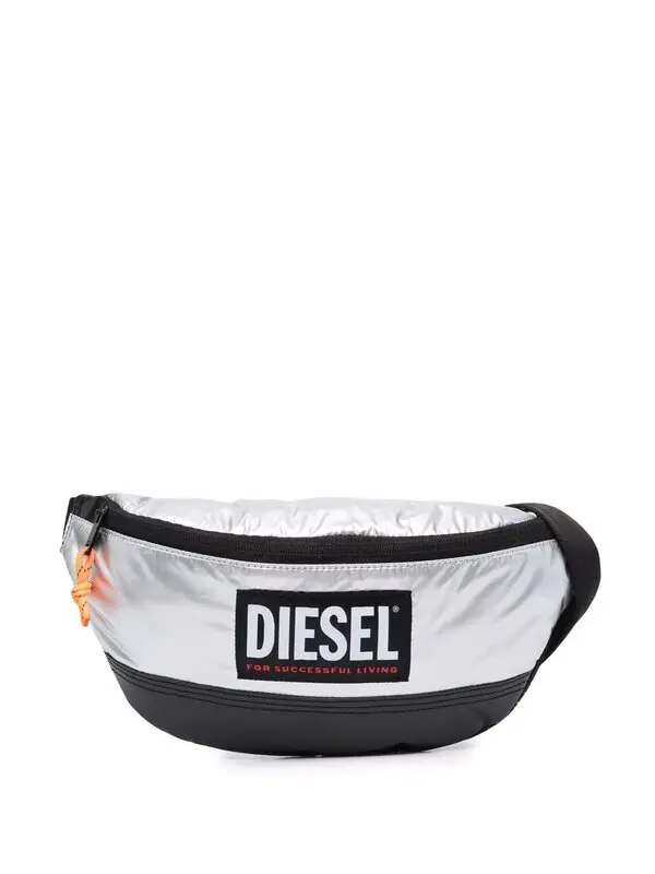 DIESEL® Metallic Logo Patch Belt Bag - Grey