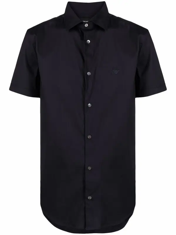 Emporio Armani Logo-embroidered Short-sleeved Shirt - Blue