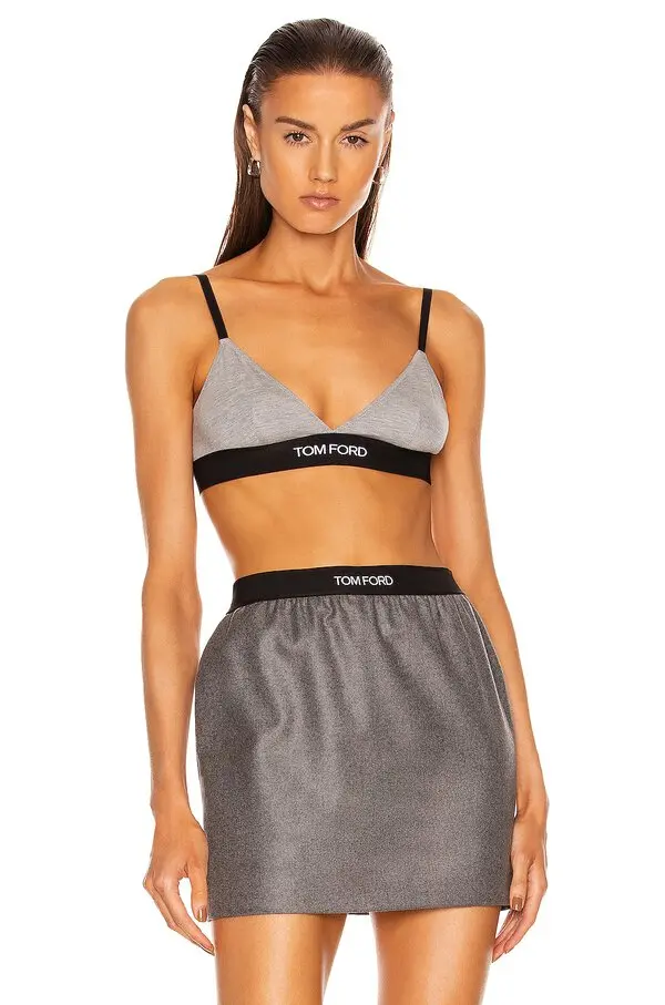 TOM FORD Logo Bra In Grey - Grey Melange