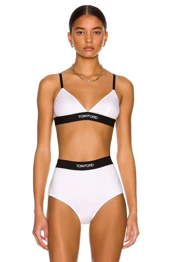 TOM FORD Logo Bra In Grey - White