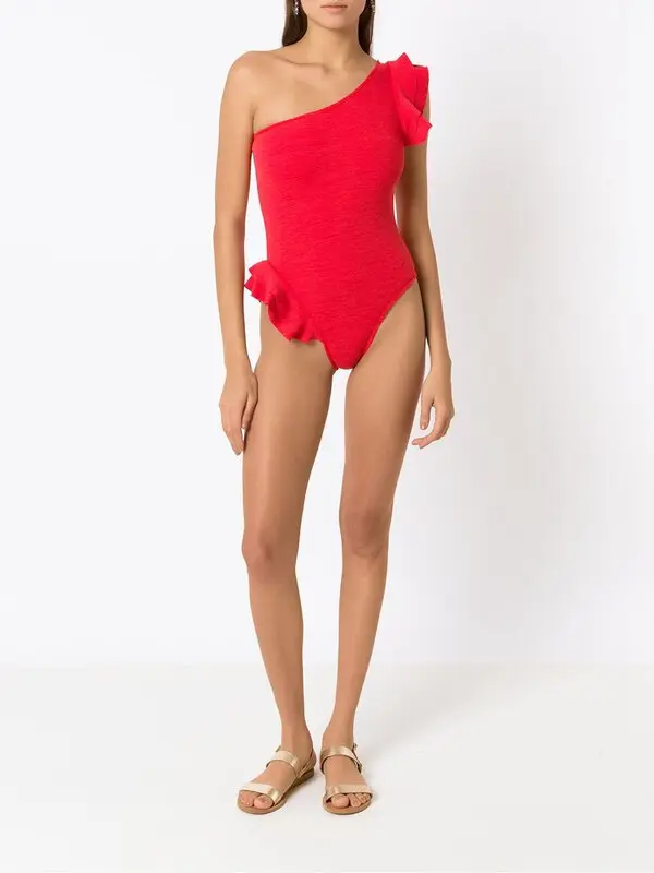 CLUBE BOSSA Koss Ruffle-trimmed One-shoulder Swimsuit - Red