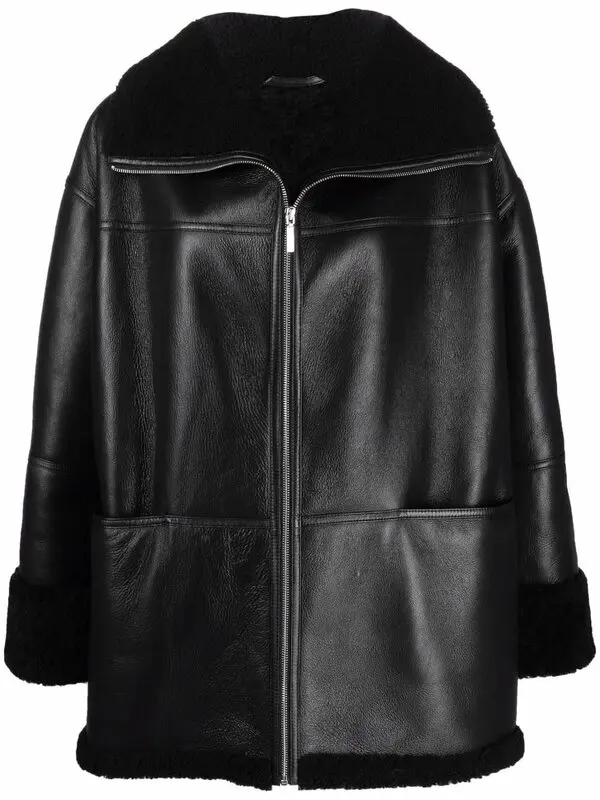 TOTEME Shearling-trim Leather Jacket