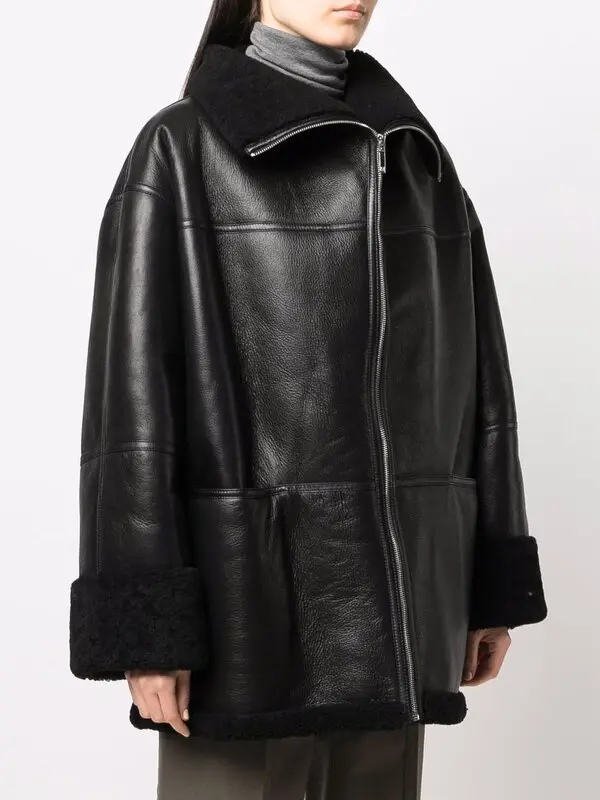 TOTEME Shearling-trim Leather Jacket