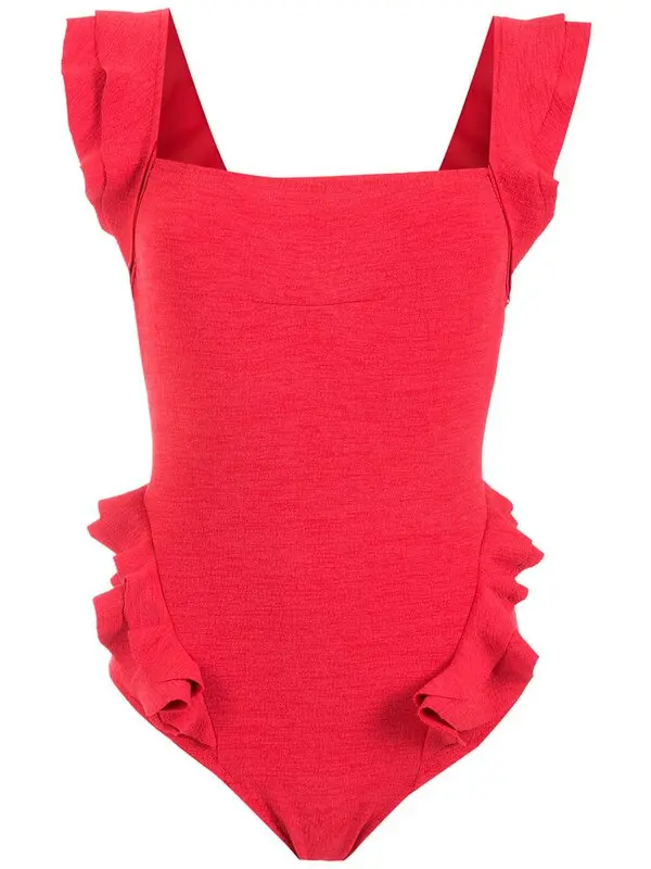 CLUBE BOSSA Barbette Ruffled Swimsuit - Red