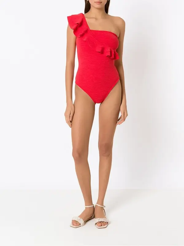 CLUBE BOSSA Siola One-shoulder Ruffle Swimsuit - Red