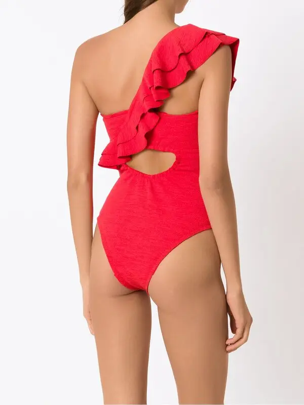 CLUBE BOSSA Siola One-shoulder Ruffle Swimsuit - Red