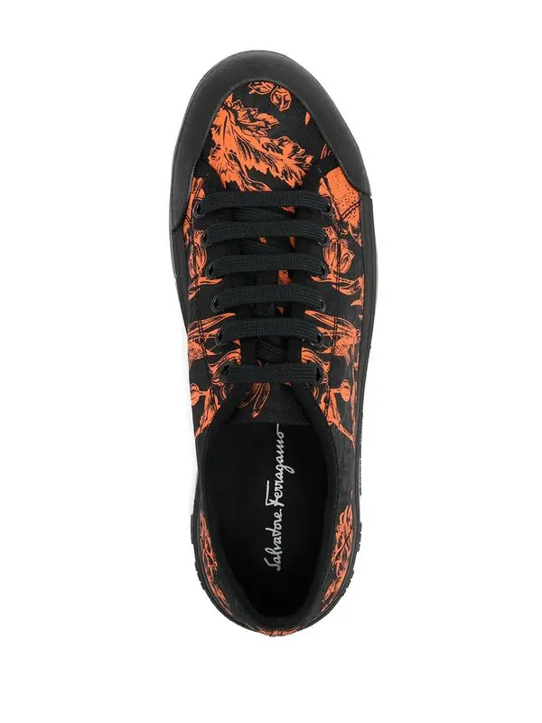 FERRAGAMO Pattern-print Low-top Sneakers - Orange