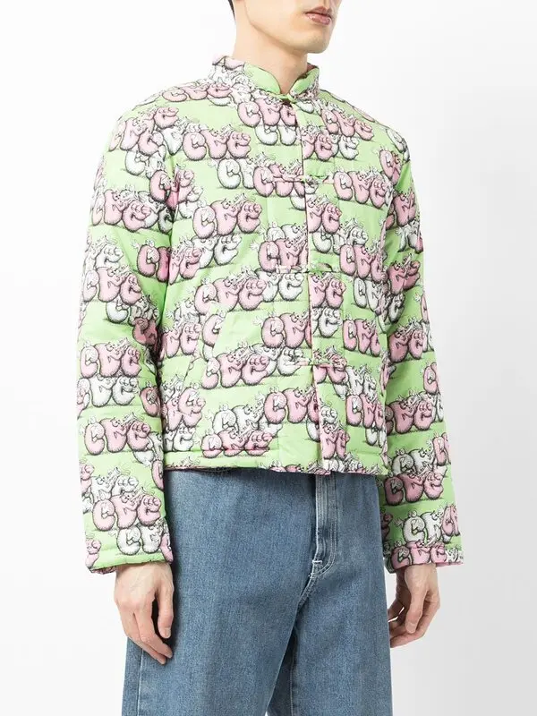 Comme Des Garçons Logo-print Padded Jacket - Green