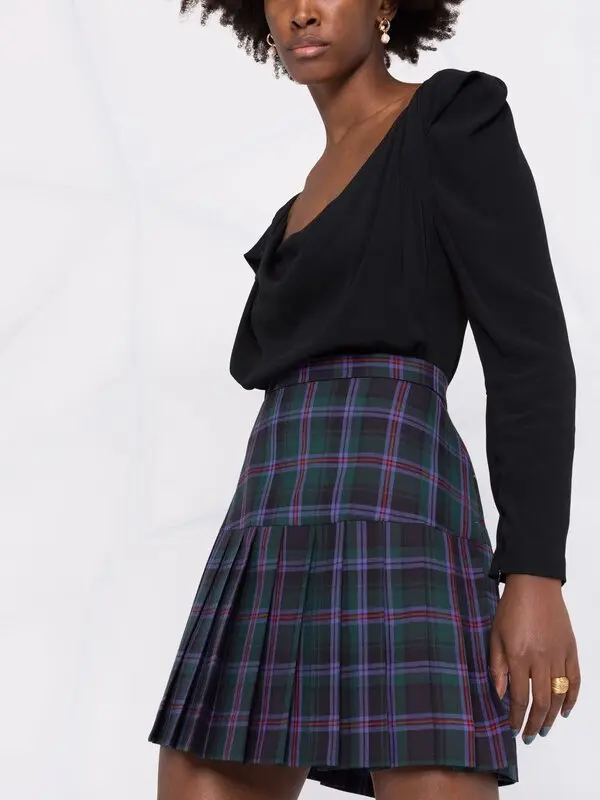 VIVIENNE WESTWOOD Summer Checked Pleated Kilt Skirt
