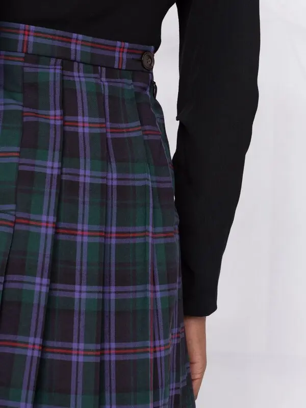 VIVIENNE WESTWOOD Summer Checked Pleated Kilt Skirt