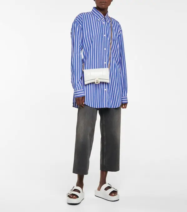 Balenciaga Hourglass Leather Wallet On Chain - White | Editorialist
