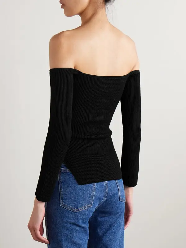 Khaite Maria Off-the-shoulder Sweater - Black