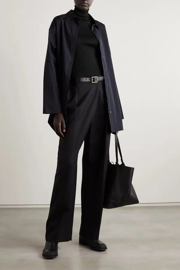 THE ROW Desio Ribbed Silk Turtleneck Top