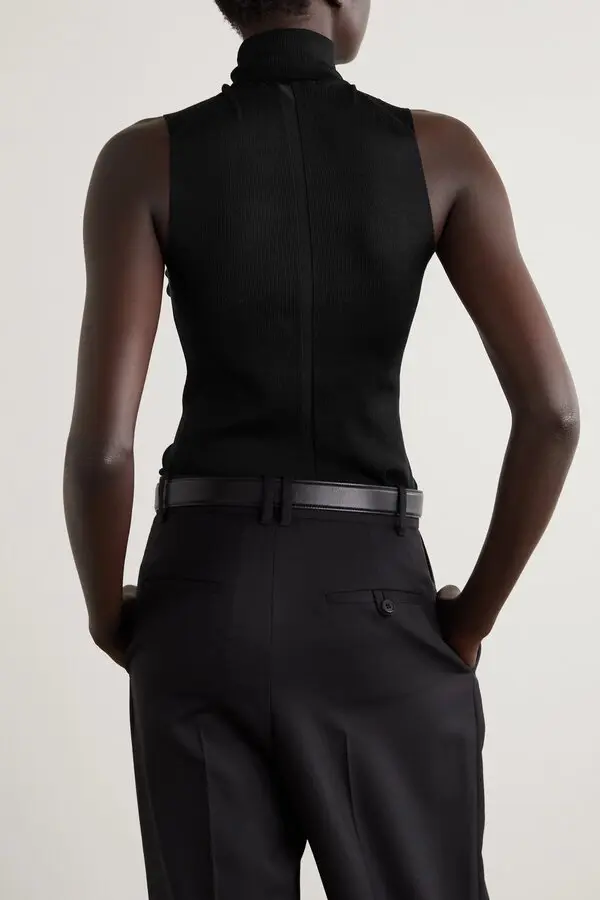 THE ROW Desio Ribbed Silk Turtleneck Top